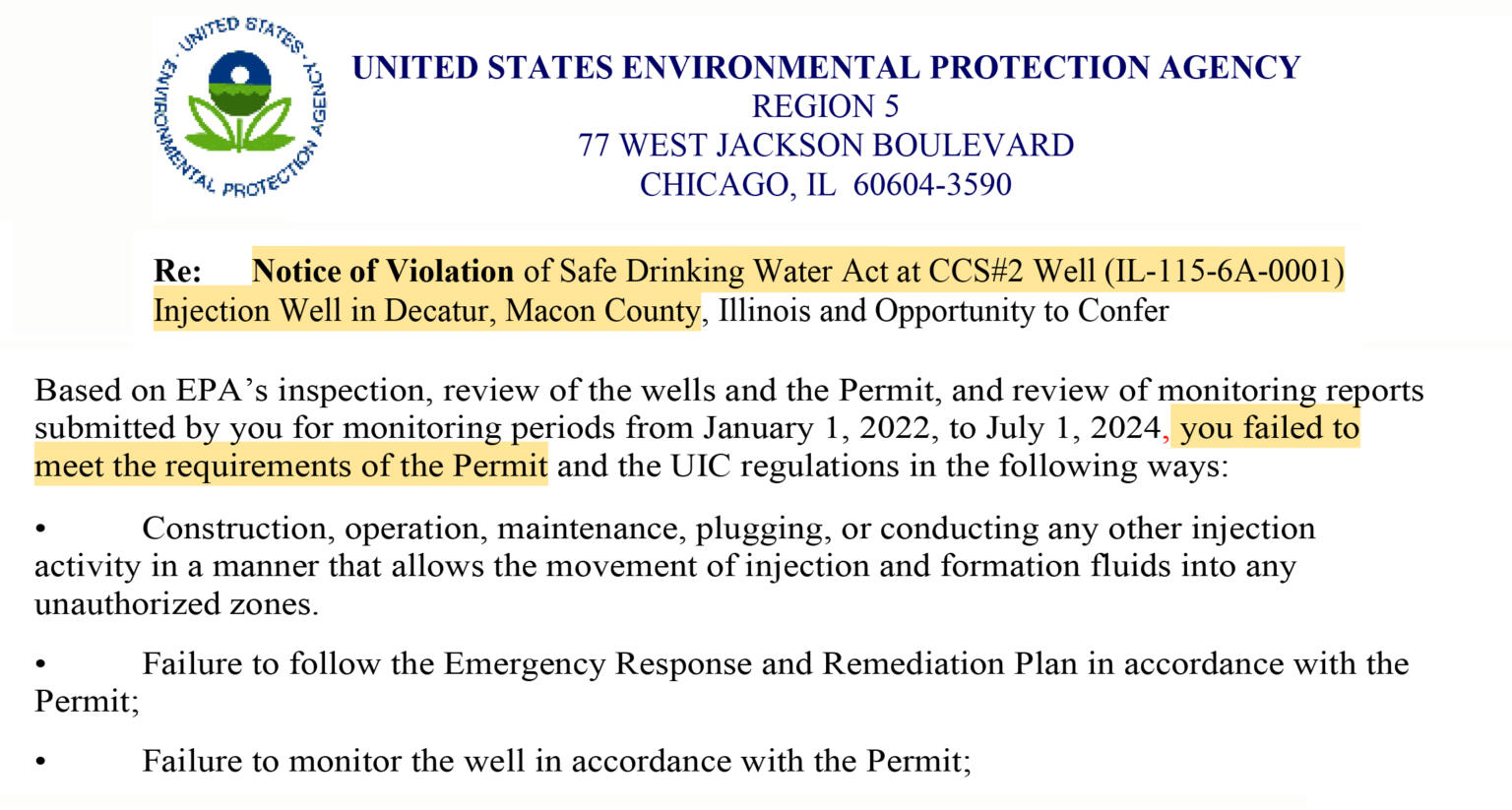ADM carbon sequestration project violated Safe Drinking Water Act, per ...